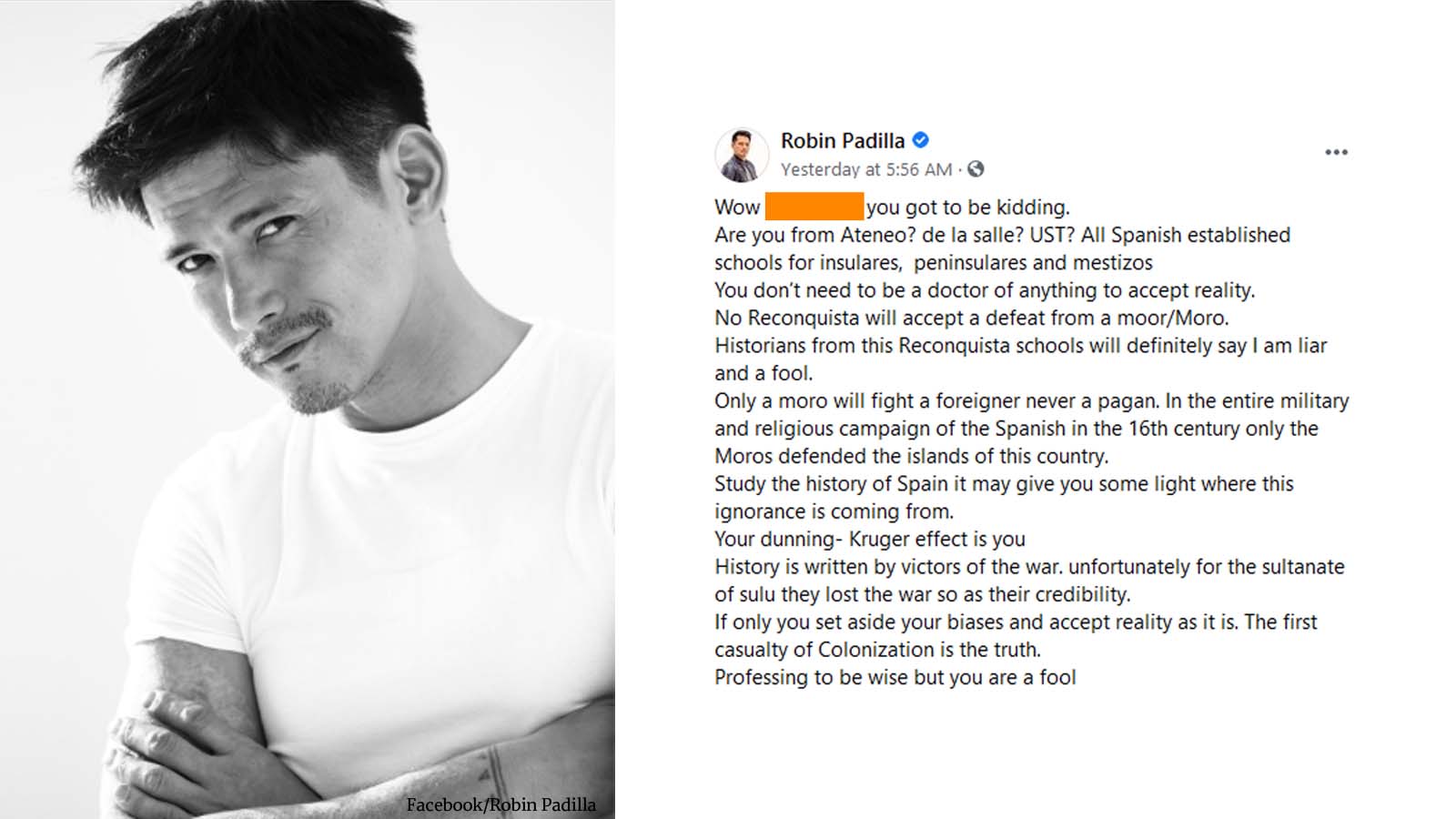‘Study the History of Spain,’ Robin Padilla Tells Social Media User ...